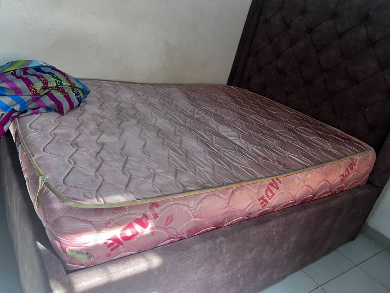 Neatly Used 4.5by6 bedframe with matress(matress slightly tun ...